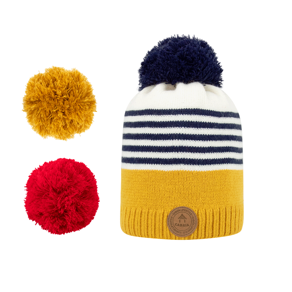Cabaïa, Bonnet enfant à pompons Rio Mustard