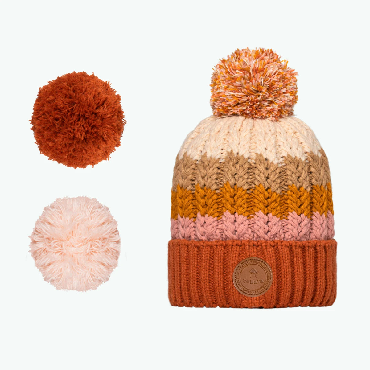 Paloma Orange - Polaire - Bonnet à pompons interchangeables | Cabaïa